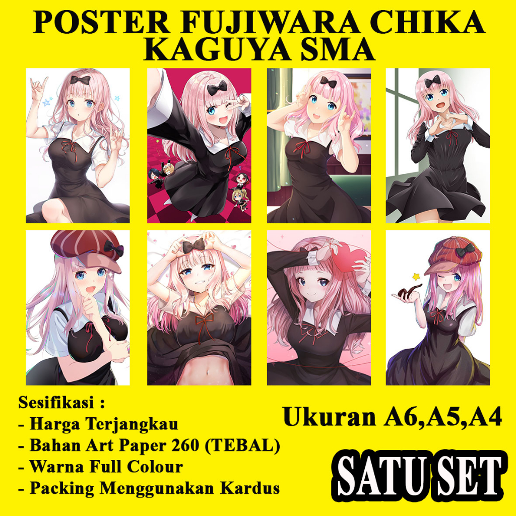 Jual Poster FUJIWARA CHIKA Kaguya Sama ukuran A6,A5 dan A4 1set murah ...