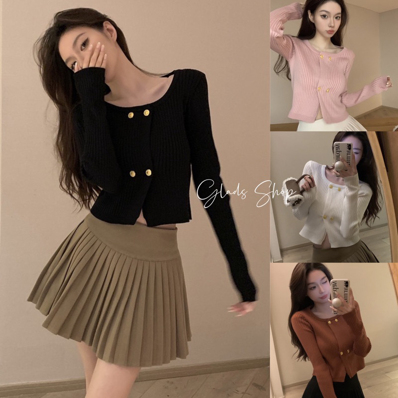 Jual Atasan Rajut Korean Style | C414 | Croptop Cardi Lengan Panjang Fashion Wanita Premium ...