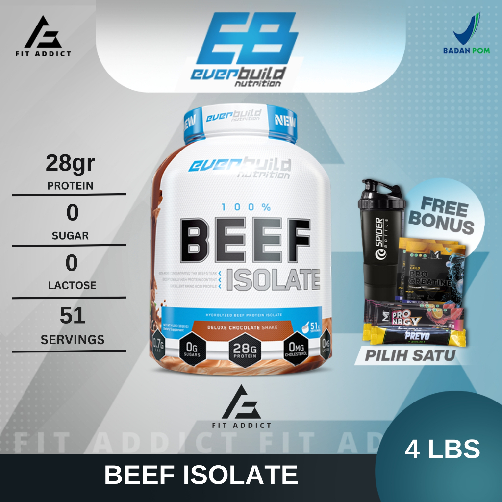 Jual EVERBUILD NUTRITION 100% BEEF PROTEIN ISOLATE 4 LBS 4LBS EVER ...