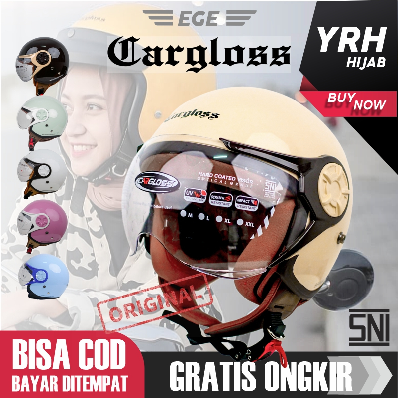 Jual Helm Cargloss Hijab Retro YRH Original Half Face Helmet Avorio ...