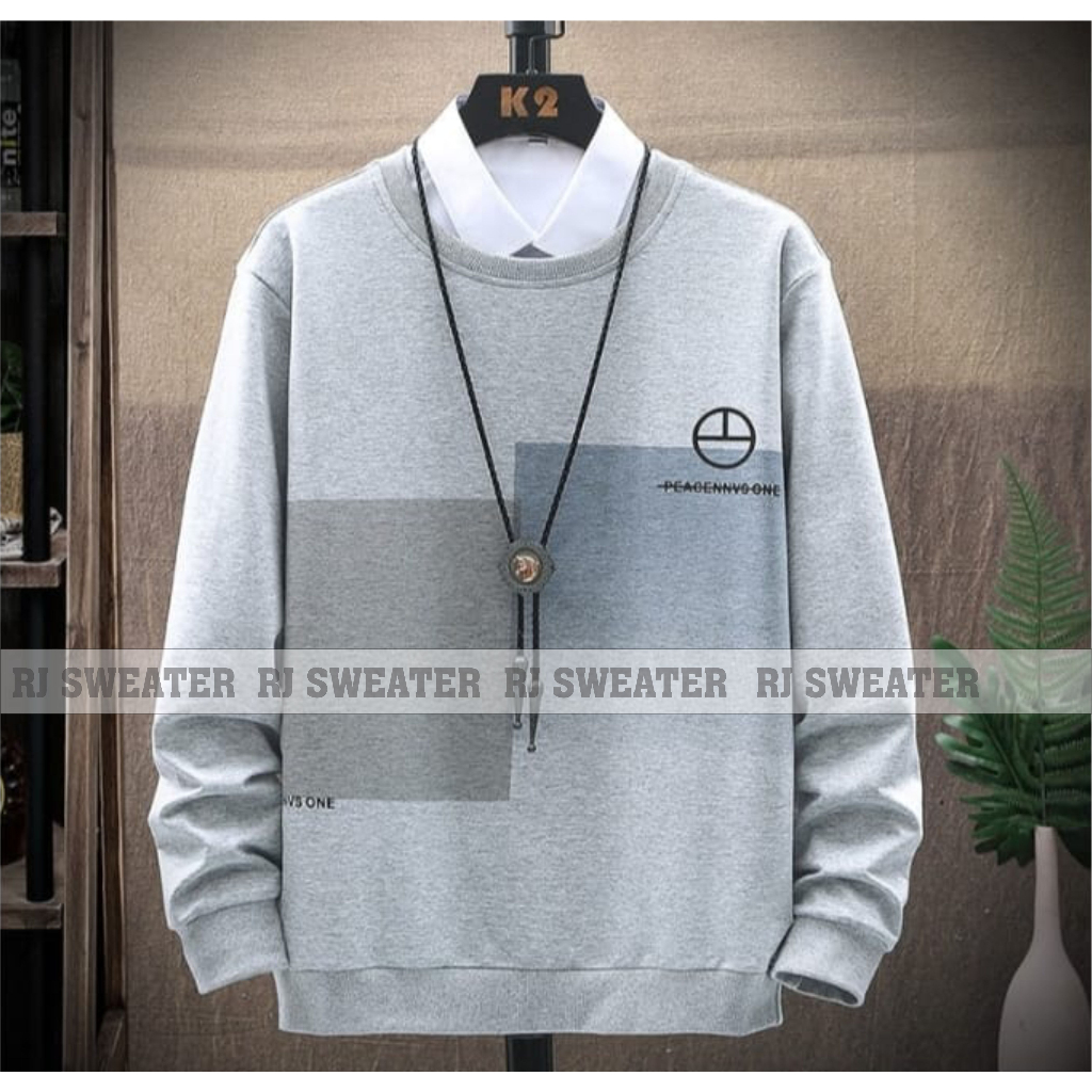 Jual Sweater crewneck pria terbaru PEACE ONE / sweater pria wanita ...