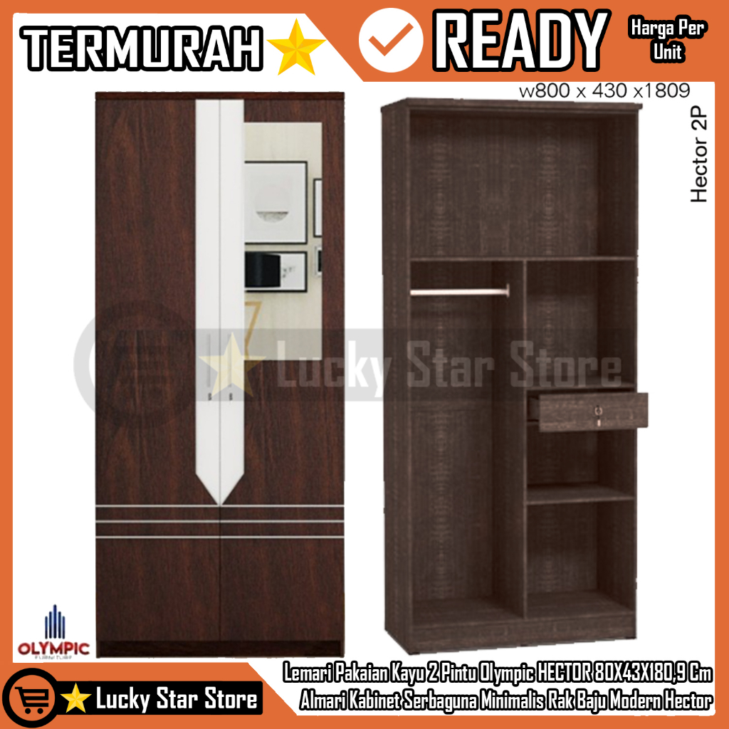 Jual [Instan] Lemari Pakaian Kayu 2 Pintu Olympic LITE HECTOR Baju ...