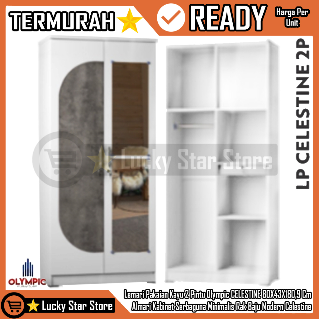 Jual [Kargo] Lemari Pakaian Kayu 2 Pintu Olympic LITE CELESTINE Baju ...