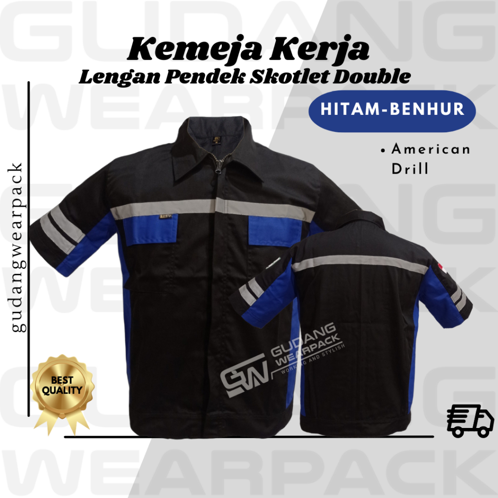 Jual Gudang Wearpack - Baju Kerja Seragam Proyek Lengan Pendek Skotlet ...