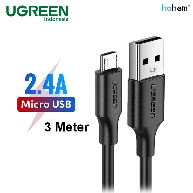 Jual UGREEN Kabel Data USB to Micro USB 2.4A 3M Fast Charging Charger ...