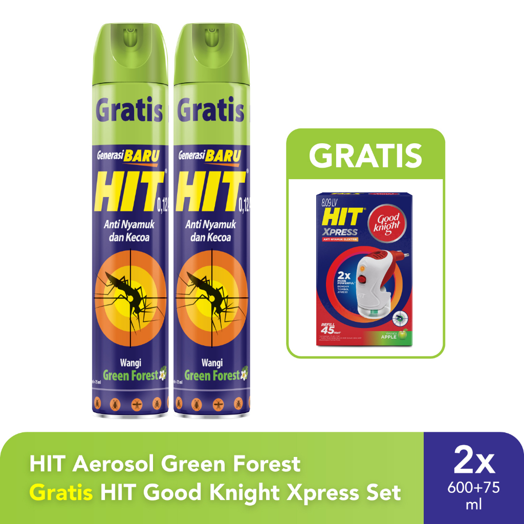 Jual HIT Aerosol Green Forest 600+75ml Free Hit Good Knight Xpress Set ... Jual HIT Aerosol Green Forest 600+75ml Free Hit Good Knight Xpress Set ...