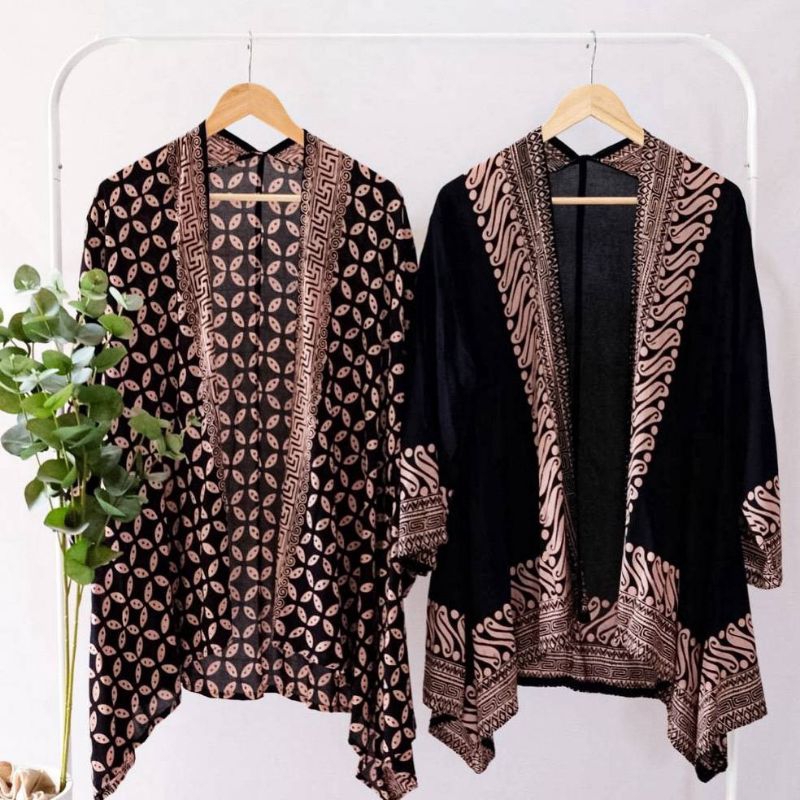 Jual ATASAN OUTER BERLENGAN BATIK HITAM MODERN WANITA OUTER BATIK ...