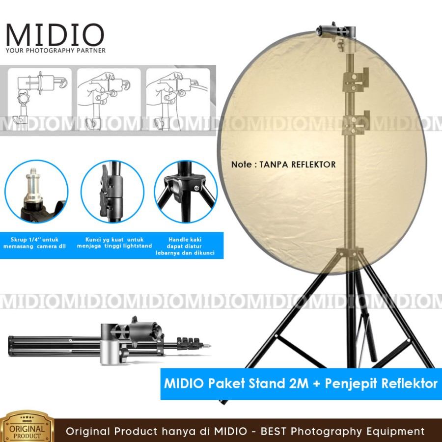 Jual MIdio Tripod Stand Reflector dan Holder Clamp Clip Penjepit ...