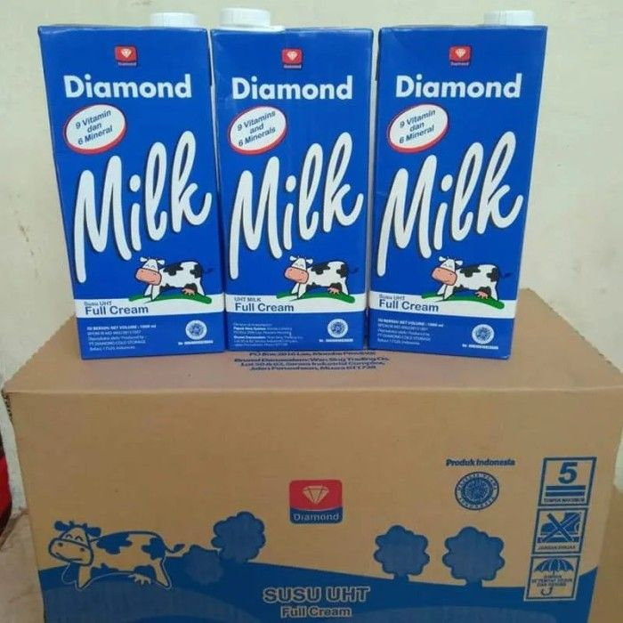 Jual SUSU UHT DIAMOND FULL CREAM PLAIN 1 KARTON | DIAMOND UHT MILK 1 DUS | Shopee Indonesia