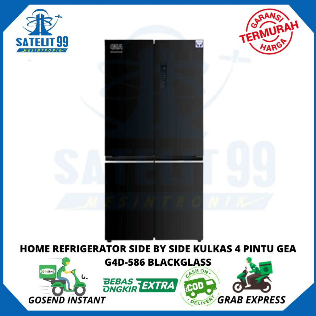 Jual HOME REFRIGERATOR SIDE BY SIDE / KULKAS 4 PINTU GEA G4D-586 BLACKGLASS | Shopee Indonesia