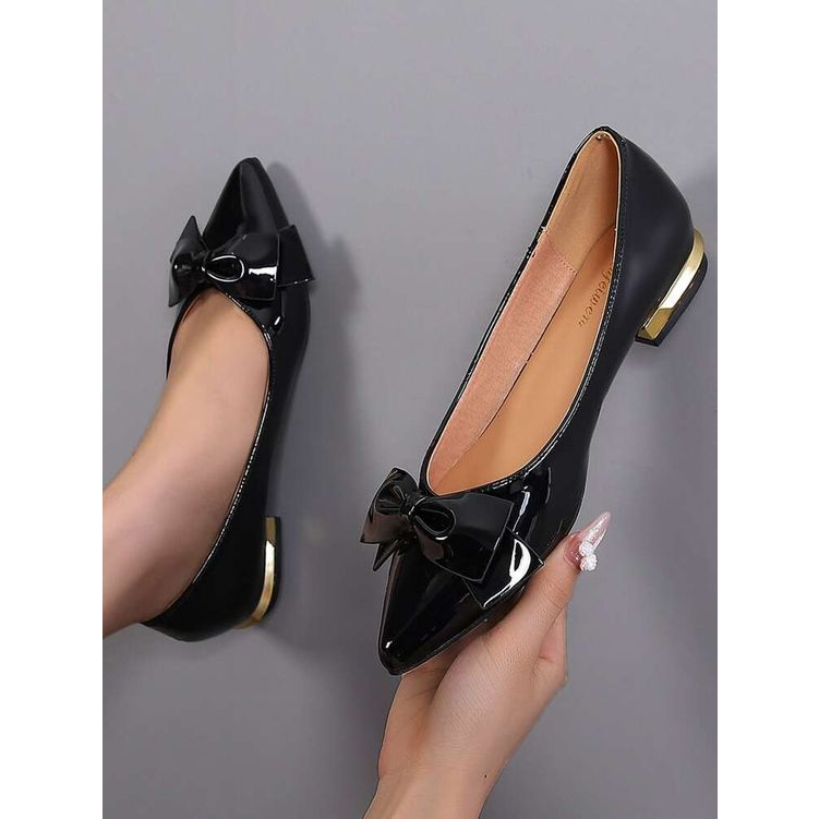 Jual zhara shoes sepatu pantopel motif pita terbaru hak. 3.cm | Shopee ...