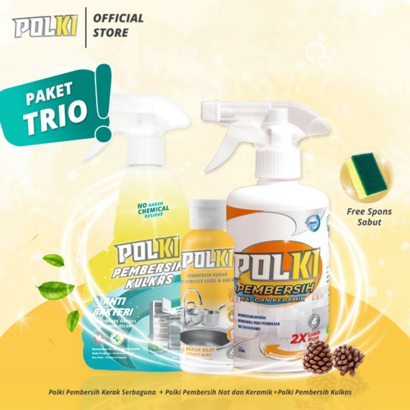 Jual Paket Trio Polki Pembersih Rumah Tangga / Paket Trio Polki Pembersih Kerak Pembersih Nat ...