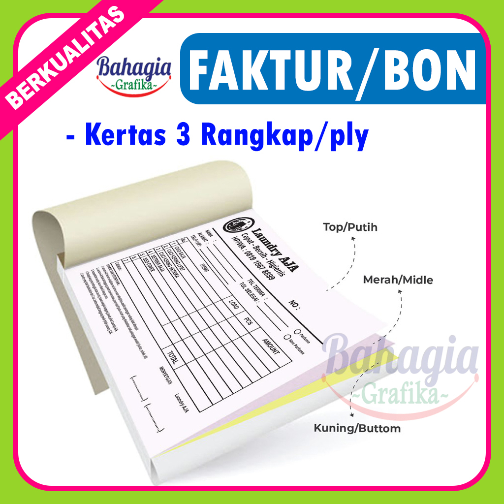Jual Faktur Nota Bon Kwitansi 1 Rim 3 Ply Rangkap | Shopee Indonesia