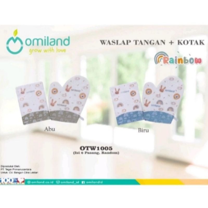 Jual omiland washlap tangan dan kotak print rainbow | waslap anak ...