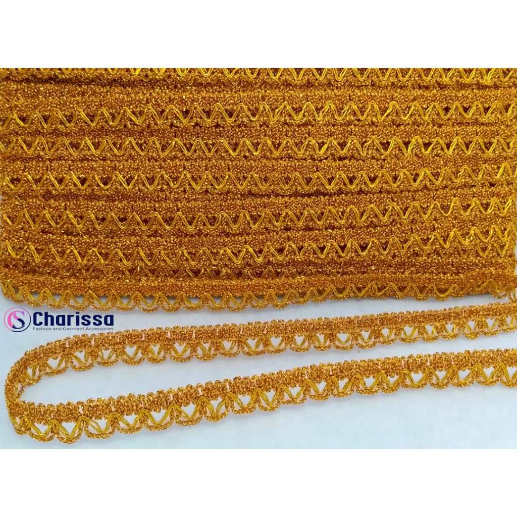 Jual [ROL] Renda emas 9994 / renda mas motif zig zag 20 yard (isi 18 ...