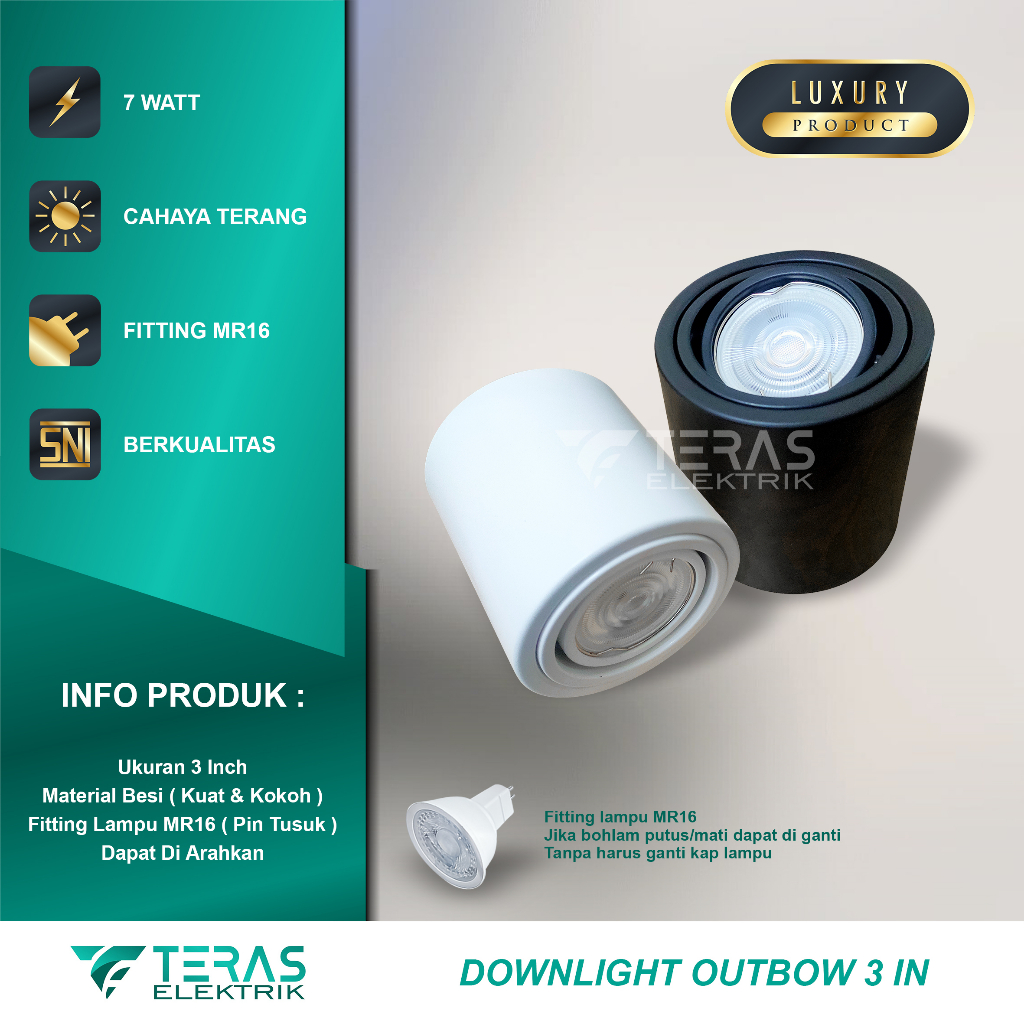 Jual Lampu plafon outbow 3 in downlight spotlight outbow MR16 | Shopee Indonesia