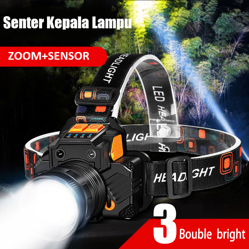 Jual Senter Kepala Led T9 Zoom Super/lampu Depan Tahan Air Sensor Gerak/LED Senter Super Terang ...