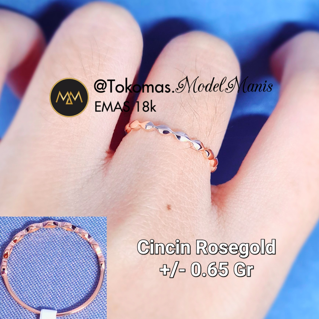 Jual Cincin Italy Stack Ring Emas Rosegold 750 kadar 18k | Shopee Indonesia