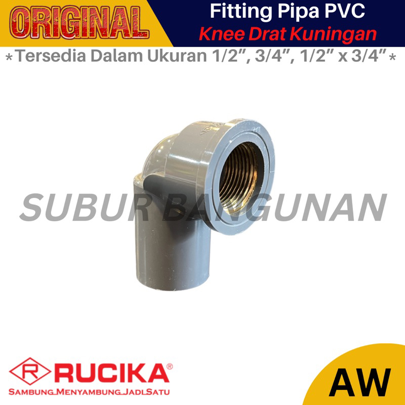 Jual Elbow / Knee Drat Dalam Kuningan Pvc Rucika / Faucet Metal Insert Aw | Shopee Indonesia