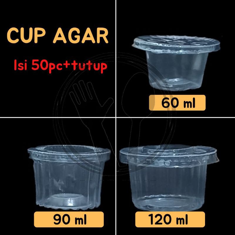 Jual [ISI 50 PC DENGAN TUTUP] cup ager 120ml cup agar-agar ulir polos cup plastik gelas cup ...