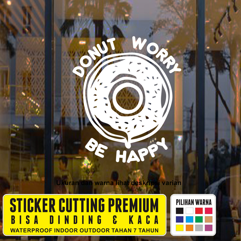 Jual Stiker Kue Donat untuk Kaca Dinding Donut Worry Kafe Cafe Cutting ...