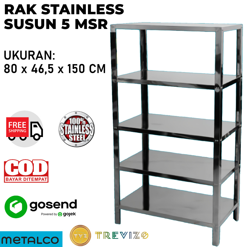 Jual Rak Susun 5 / Rak Barang / Rak Dapur / Rak Roti STAINLESS STEEL ...