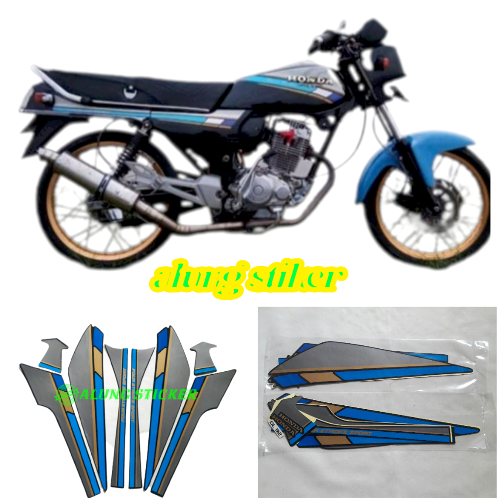 Jual STIKER STRIPING LIS LES BODY MOTOR GL PRO 1992 FULL HITAM-BIRU ...
