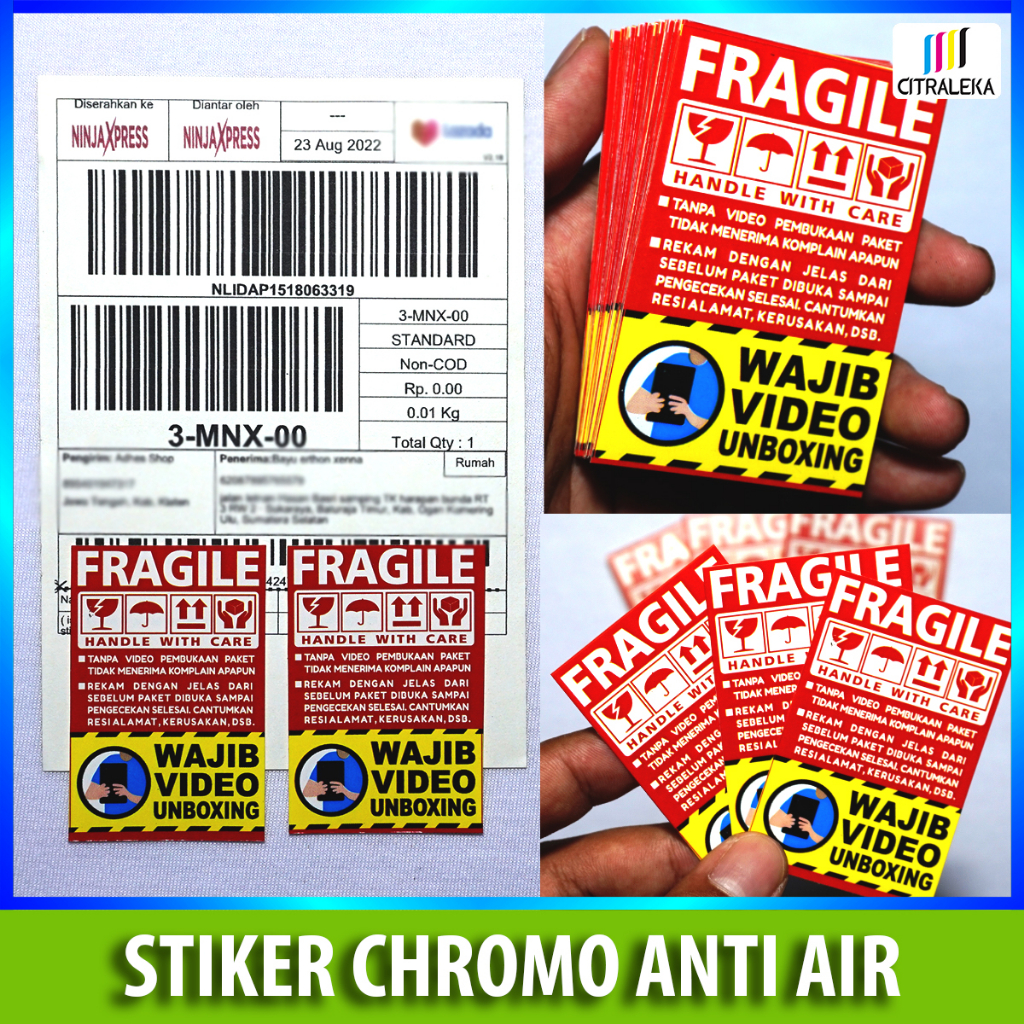 Jual (isi 32 lembar) Stiker Fragile Video Unboking Sticker Fragile ...