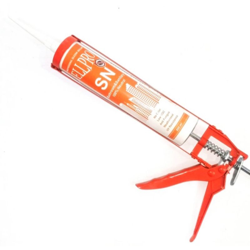 Jual Paket Lem+Gun Silikon ELLPRO Sanitary & Bathroom Silicone Sealant ...