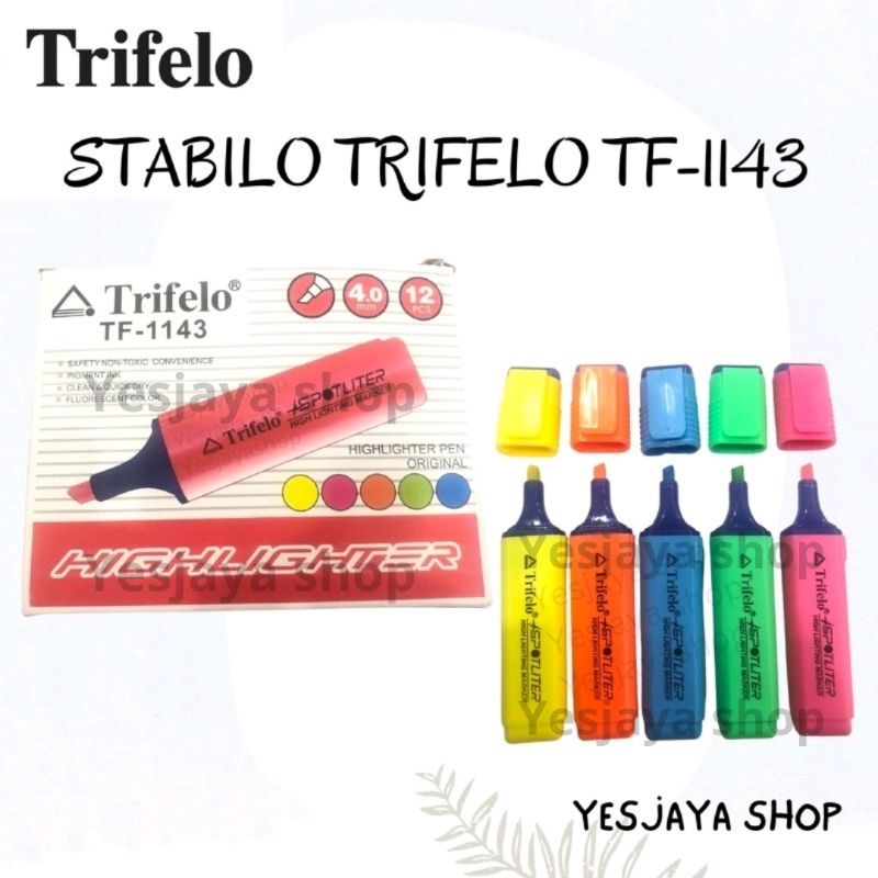 Jual {1 pc} Stabilo Trifello TF 1143 Warna Cerah / Highlighter Trifelo ...