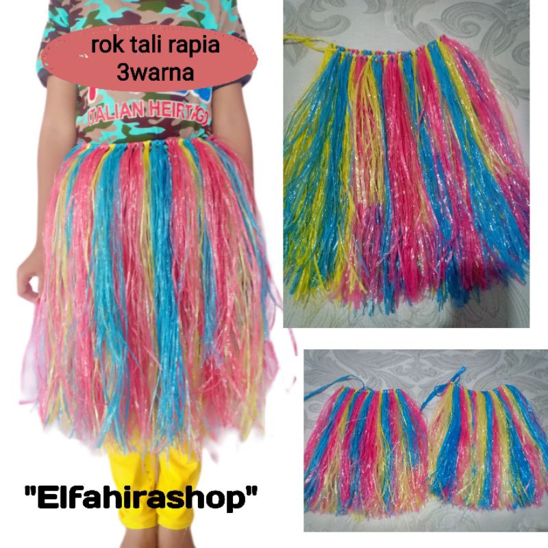 Jual Rok rumbai tali rapia 3 warna perlengkapan kostum tarian | Shopee ...
