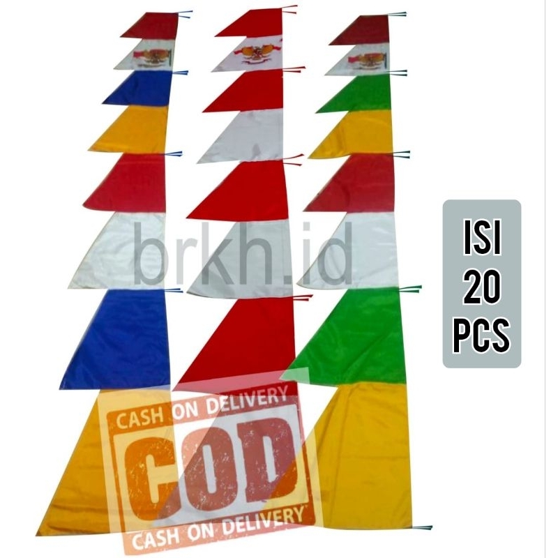 Jual isi 20 pcs ( 1 kodi ) umbul umbul bendera merah putih bendera segitiga warna warni | Shopee ...
