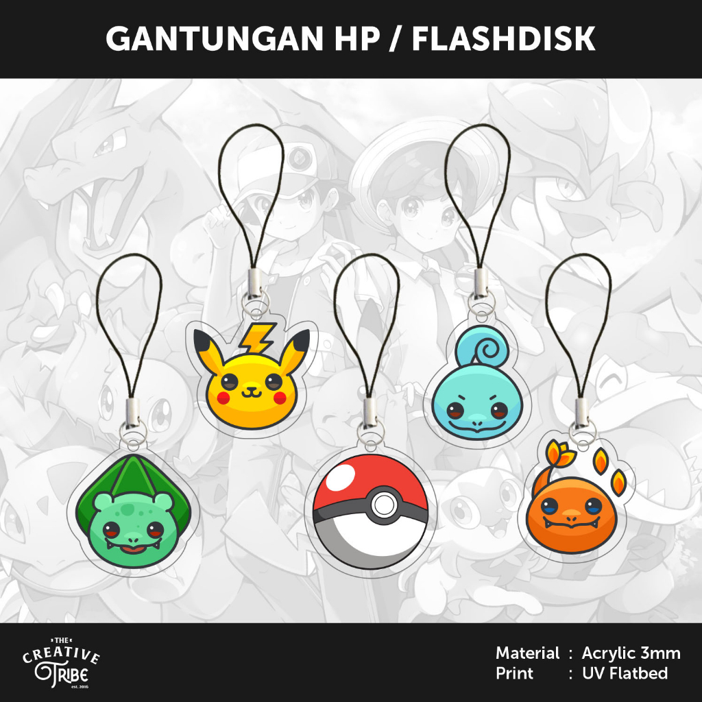 Jual Pokemon - Gantungan HP / Flashdisk Akrilik 3mm - Hiasan Aksesoris ...