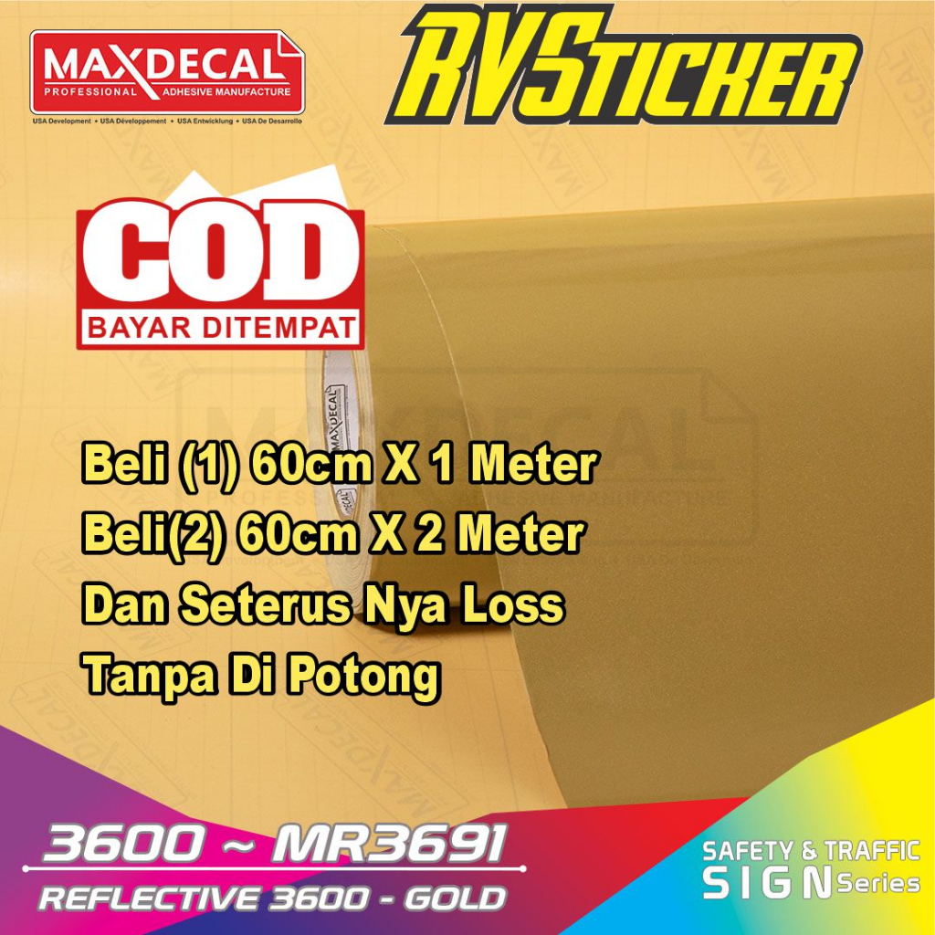 Jual Bahan Cutting Sticker GOLD Reflective 60cm x 100cm | Shopee Indonesia