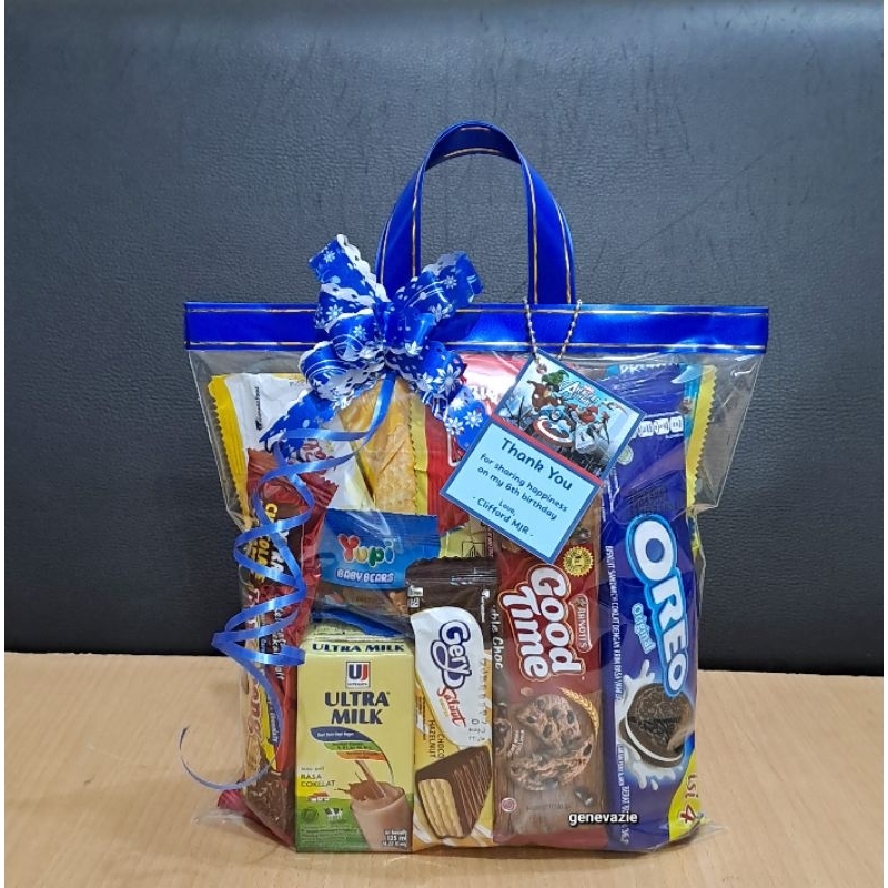 Jual Paket snack ulang tahun list pita emas plus thank card/Goodie bag ...