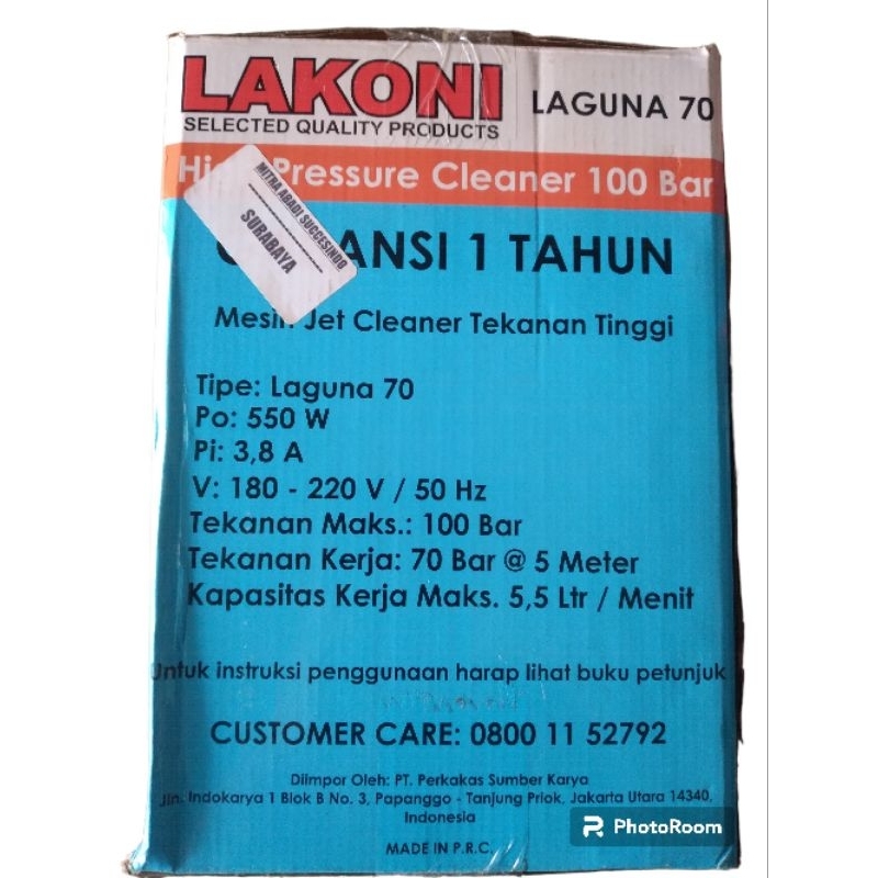 Jual Lakoni Laguna 70 High Pressure Jet Cleaner 100 Bar Cuci Mobil ...
