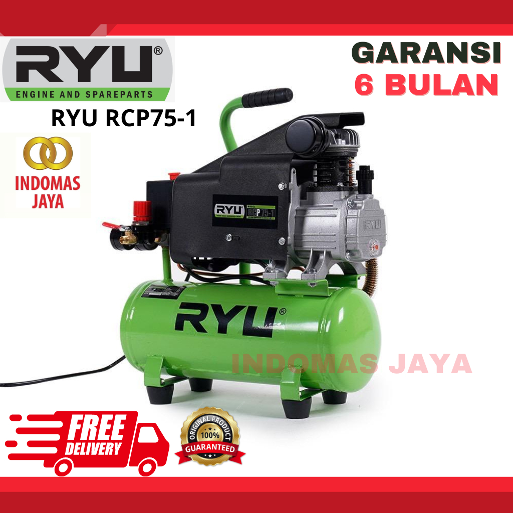 Jual COMPRESSOR RYU RCP 75 - 1 RCP75-1 KOMPRESOR 3/4 HP 10 LITER KOMPRESOR RYU RCP 75 ...