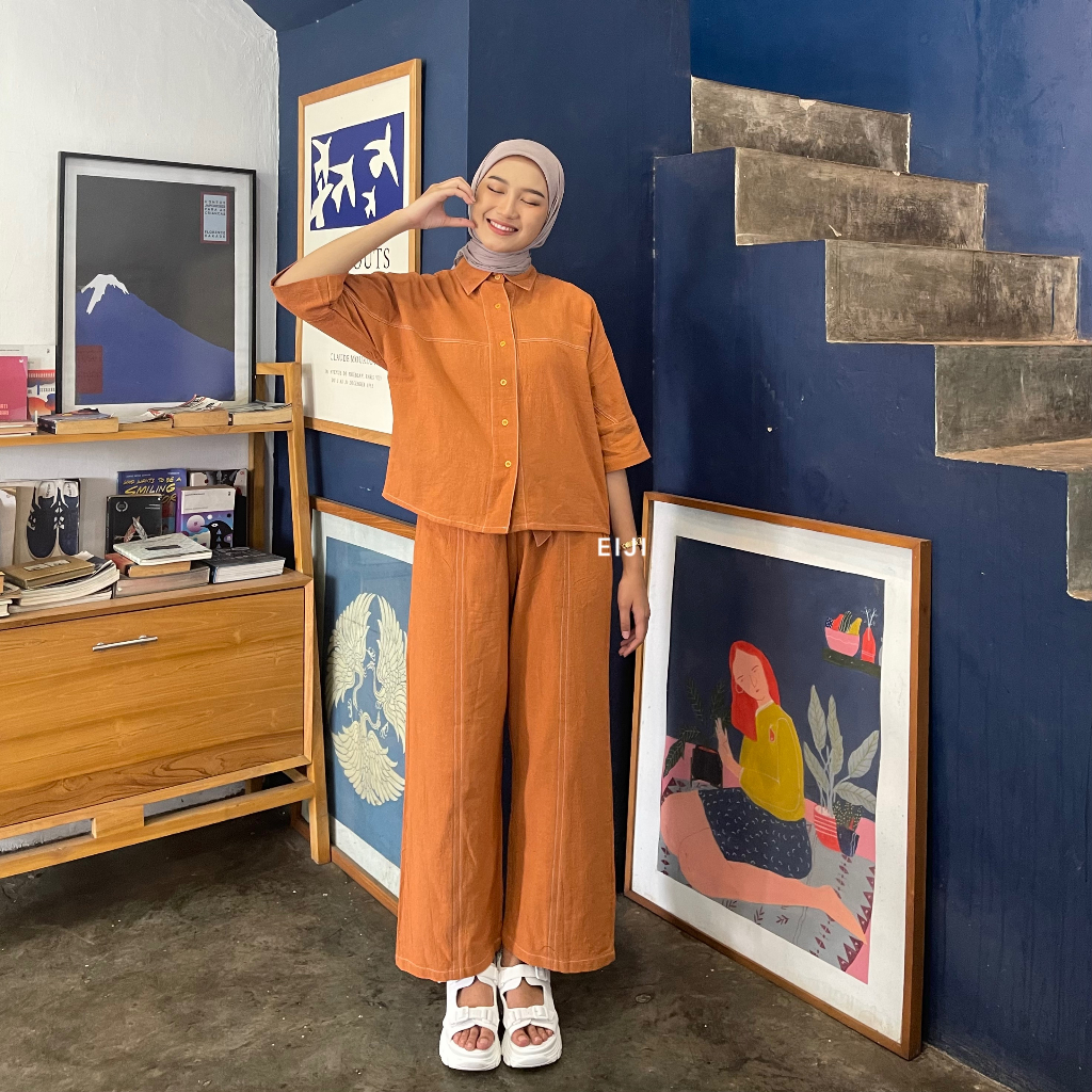 Jual April Set Linen - One Set Wanita - Celana Kulot - Baju Wanita ...