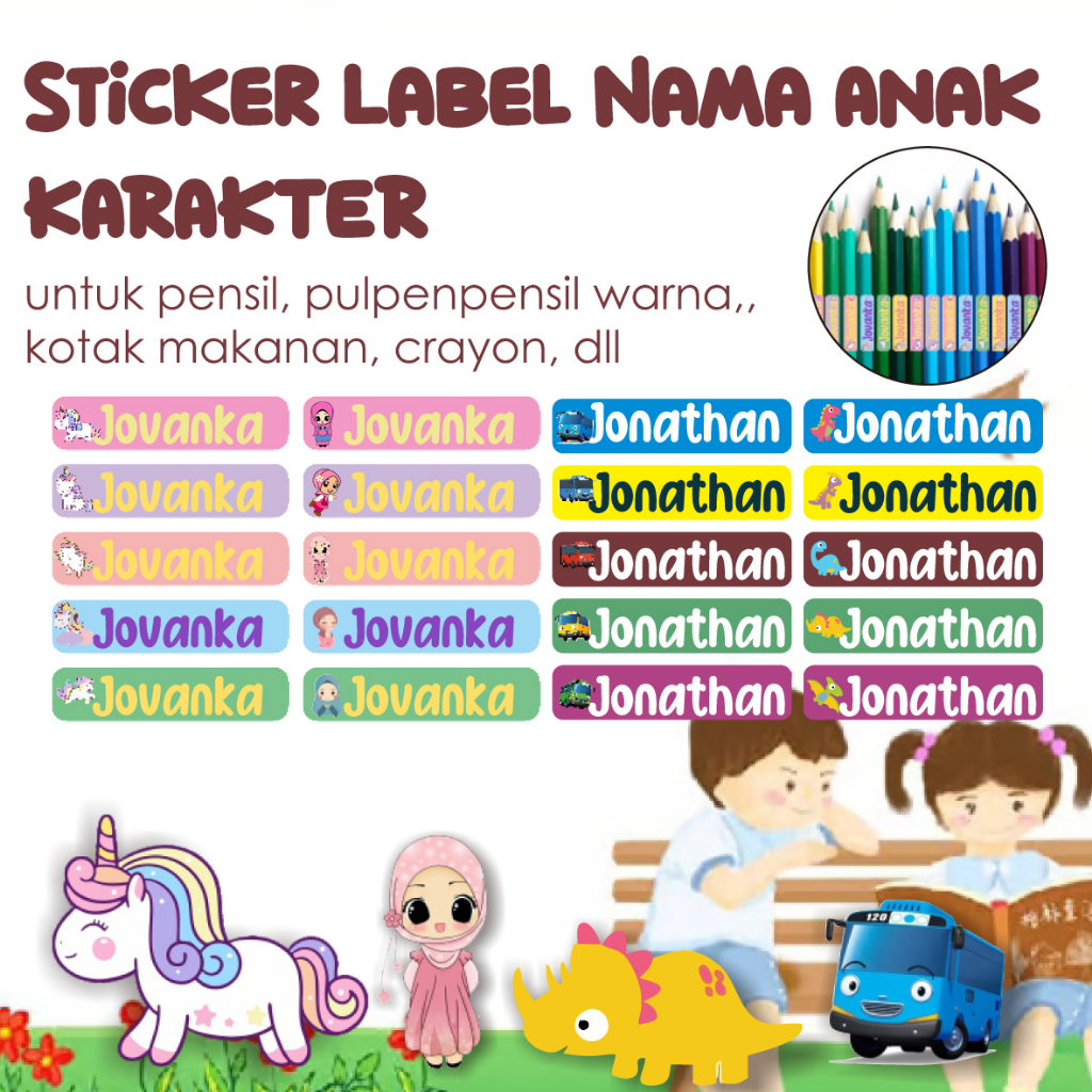 Jual STIKER WATERPROOF CUSTOM FOTO ANAK / GAMBAR KARAKTER LABEL NAMA ...