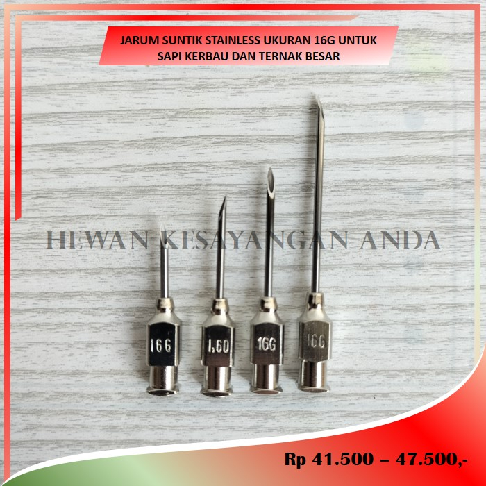 Jual Jarum Suntik Stainless Ukuran 16G Untuk Vaksin Obat Vitamin Sapi ...