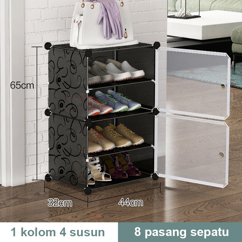 Jual Rak Sepatu Susun Tertutup Aesthetic Lemari Sepatu Plastik ...