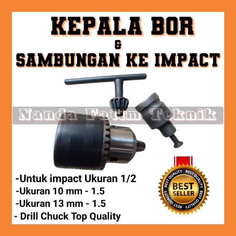 Jual Kepala bor chuck bor hower bor 10mm dan 13 mm + sambungan ke ...