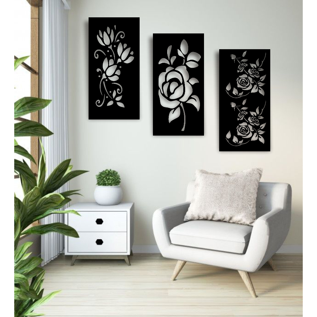 Jual ( 1 SET ISI 3 ) HIASAN DINDING KAYU AESTHETIC//DEKORASI DINDING ...