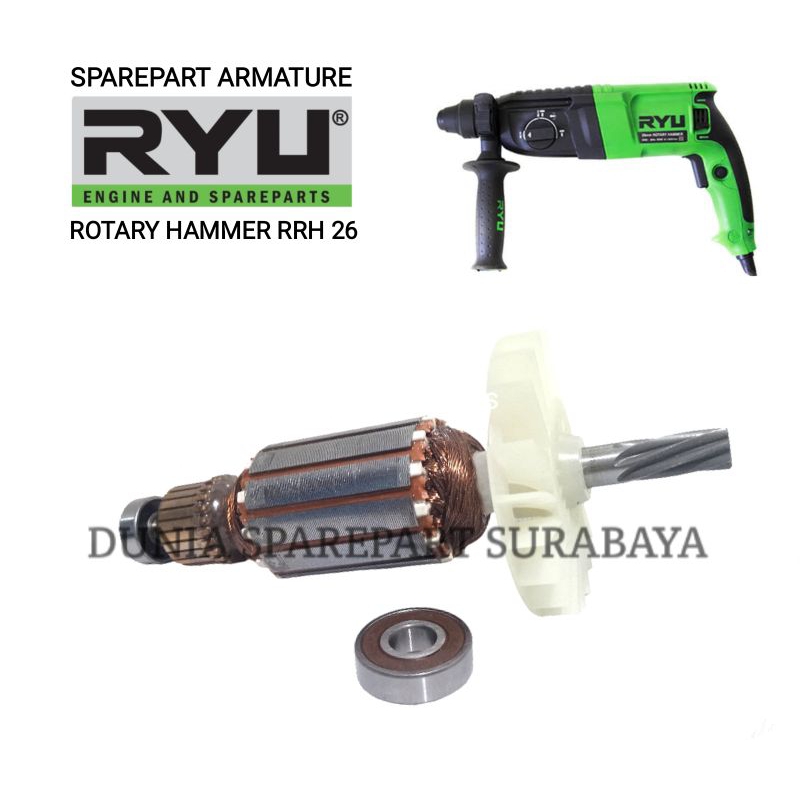 Jual Sparepart Armature Mesin Bor Rotary Hammer RYU RRH26 / Angker ...