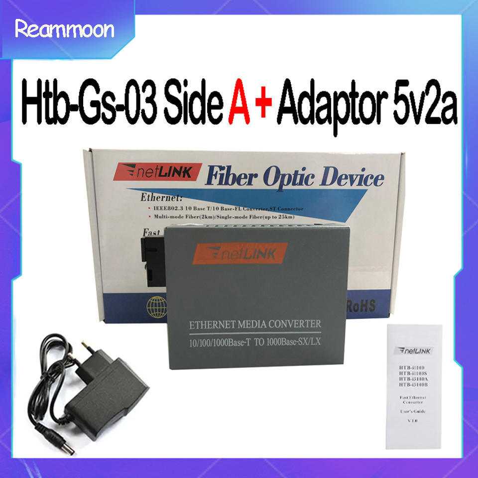 Jual Htb-Gs-03 A Gigabit Media Converter 1000Mbps NETLINK Fiber Optical Single Mode 25KM Adaptor ...