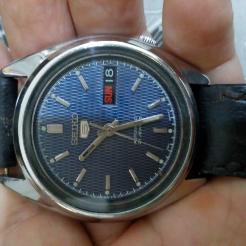Jual Jam tangan Seiko 5 caliber 7s26 blue dial pattern jam bekas jam ...