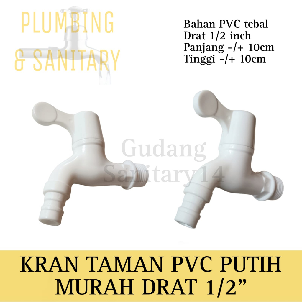 Jual kran taman PVC putih murah drat 1/2 inch kran taman putih kran air ...