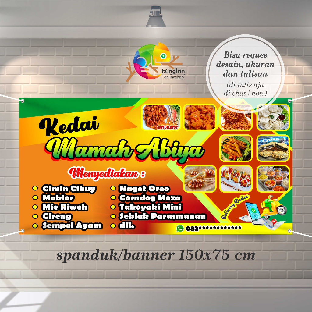 Jual Size 150x75 Spanduk Banner Kedai Warung Bisa Custom Desain ...