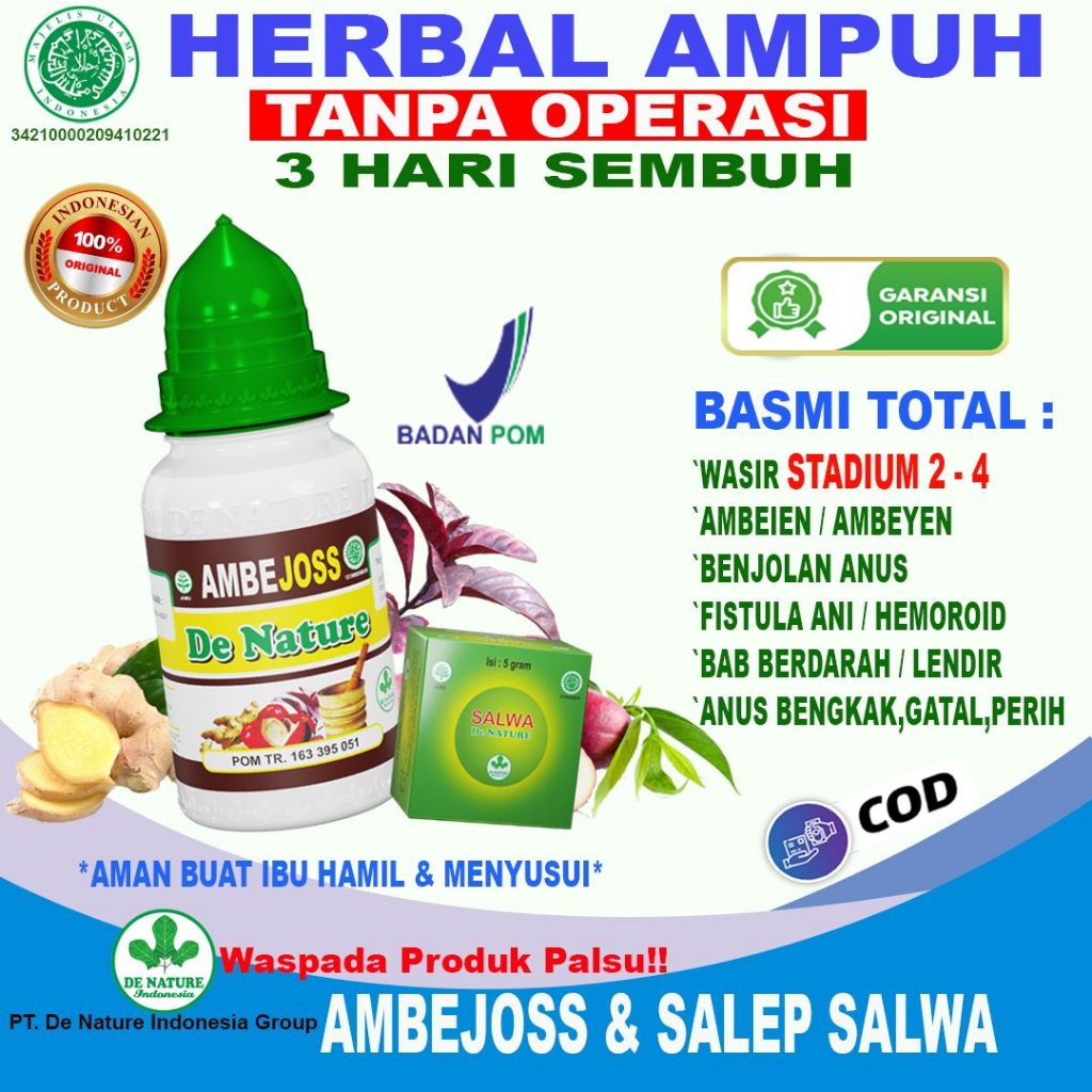 Jual Ambejoss Salwa Obat Herbal wasir Ampuh ambeien ambeyen Stadium 2-4 benjolan anus fistula ...