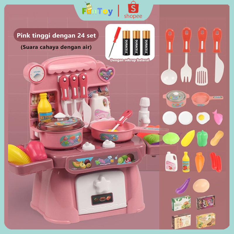 Jual FUNTOY 24 PCS Mainan Kitchen Set dengan Wastafel dengan cahaya dan ...